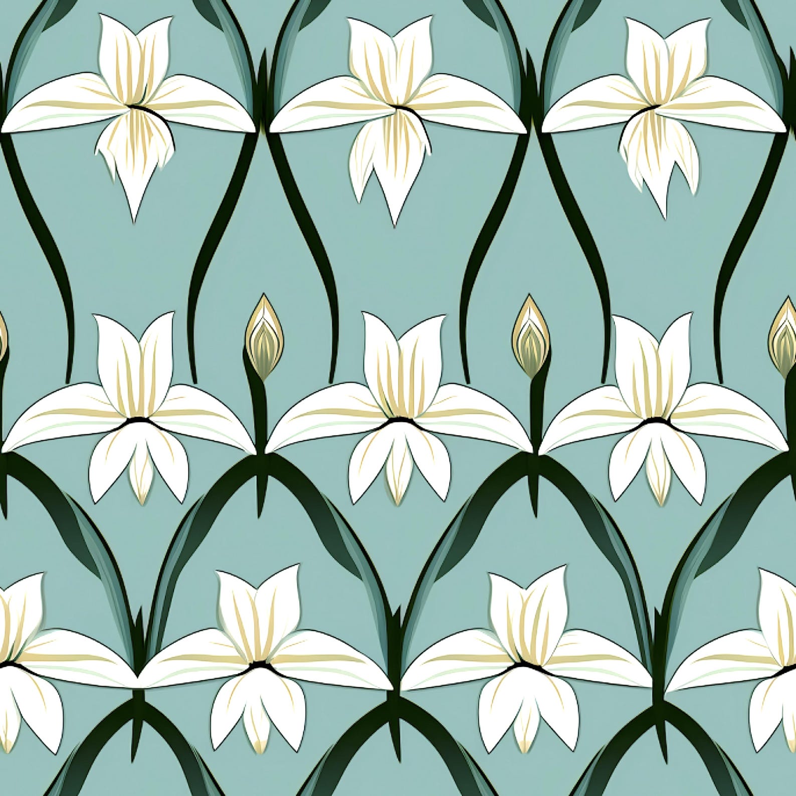 Easter Lily Seamless Pattern Bundle, Elegant White Lily Spring Floral ...