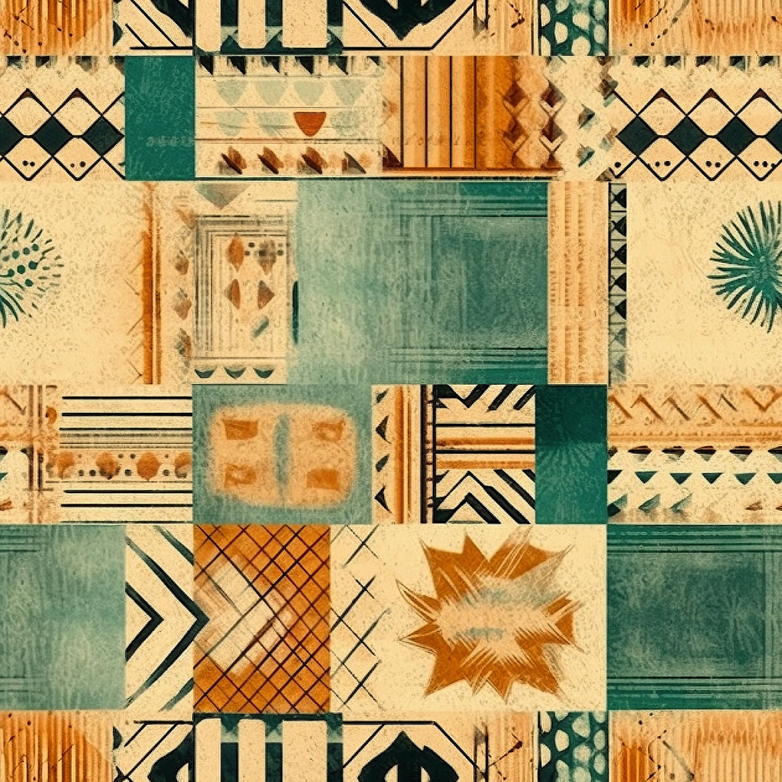 10 Distressed Block Print Patterns, New Boho Designs, Farmhouse Chic ...