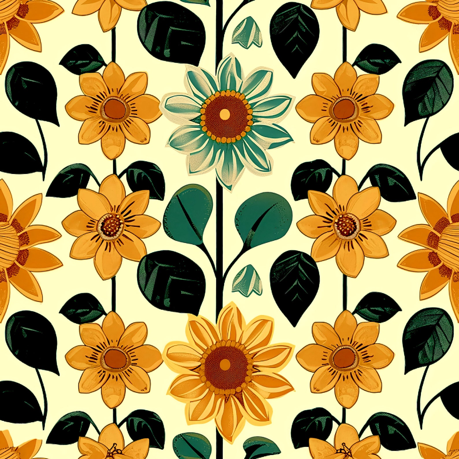 17 Retro Sunflower and Daffodil Patterns, Sunflower Designs, Daffodil ...