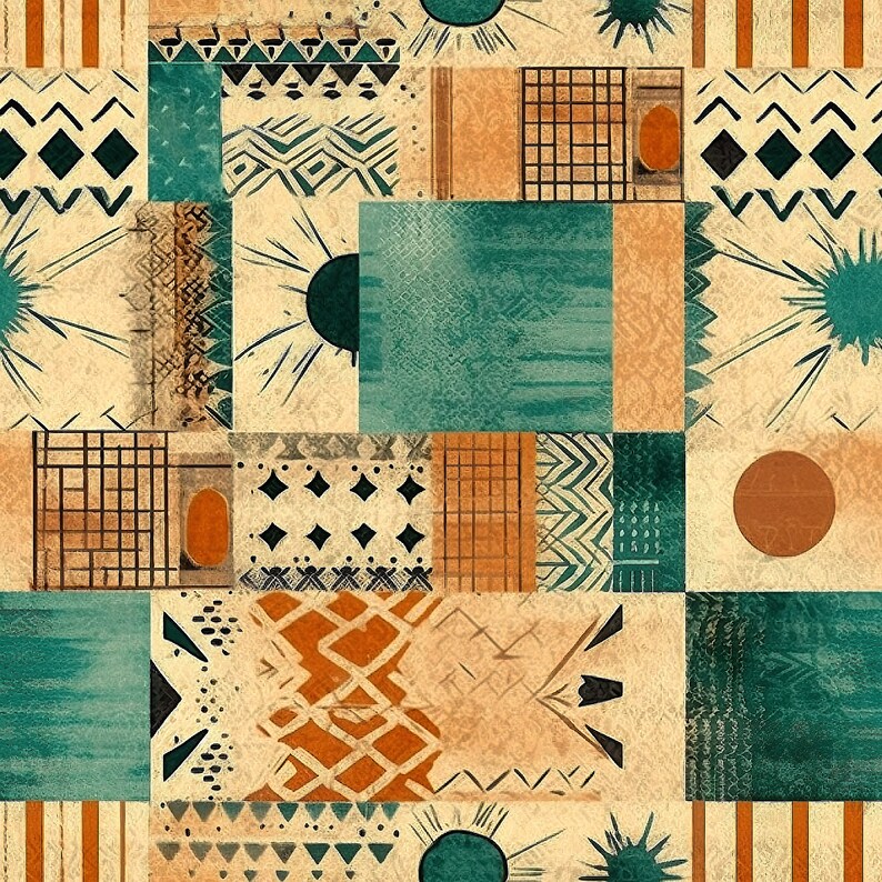 10 Distressed Block Print Patterns, New Boho Designs, Farmhouse Chic ...