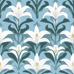 Easter Lily Seamless Pattern Bundle, Elegant White Lily Spring Floral ...