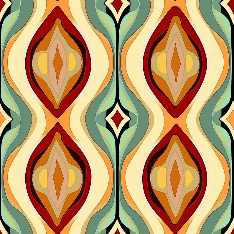16 Retro Earth Tone Digital Patterns, Bohemian Maximalist Gallery Wall ...