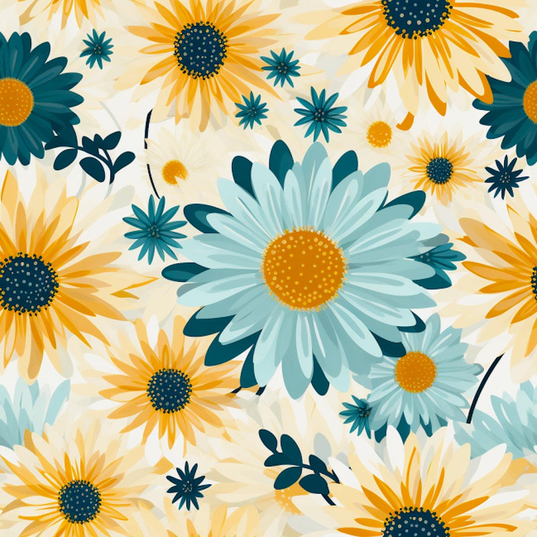 12 Boho Daisies Seamless Tiles Digital Downloads Daisy - Etsy