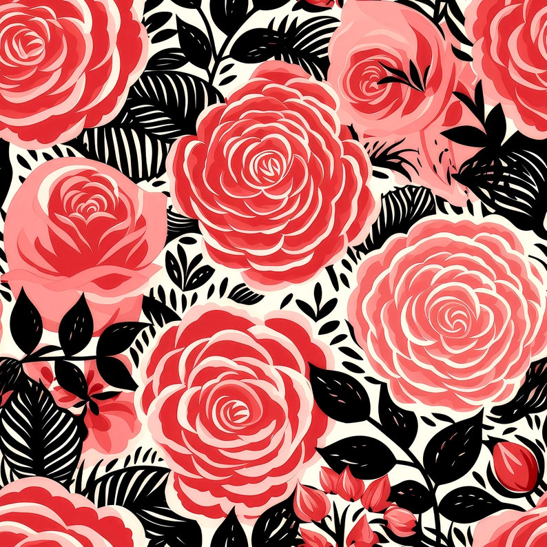 20 Boho Vintage Roses, Rose Block Print Pattern, Hippie House, Flower ...