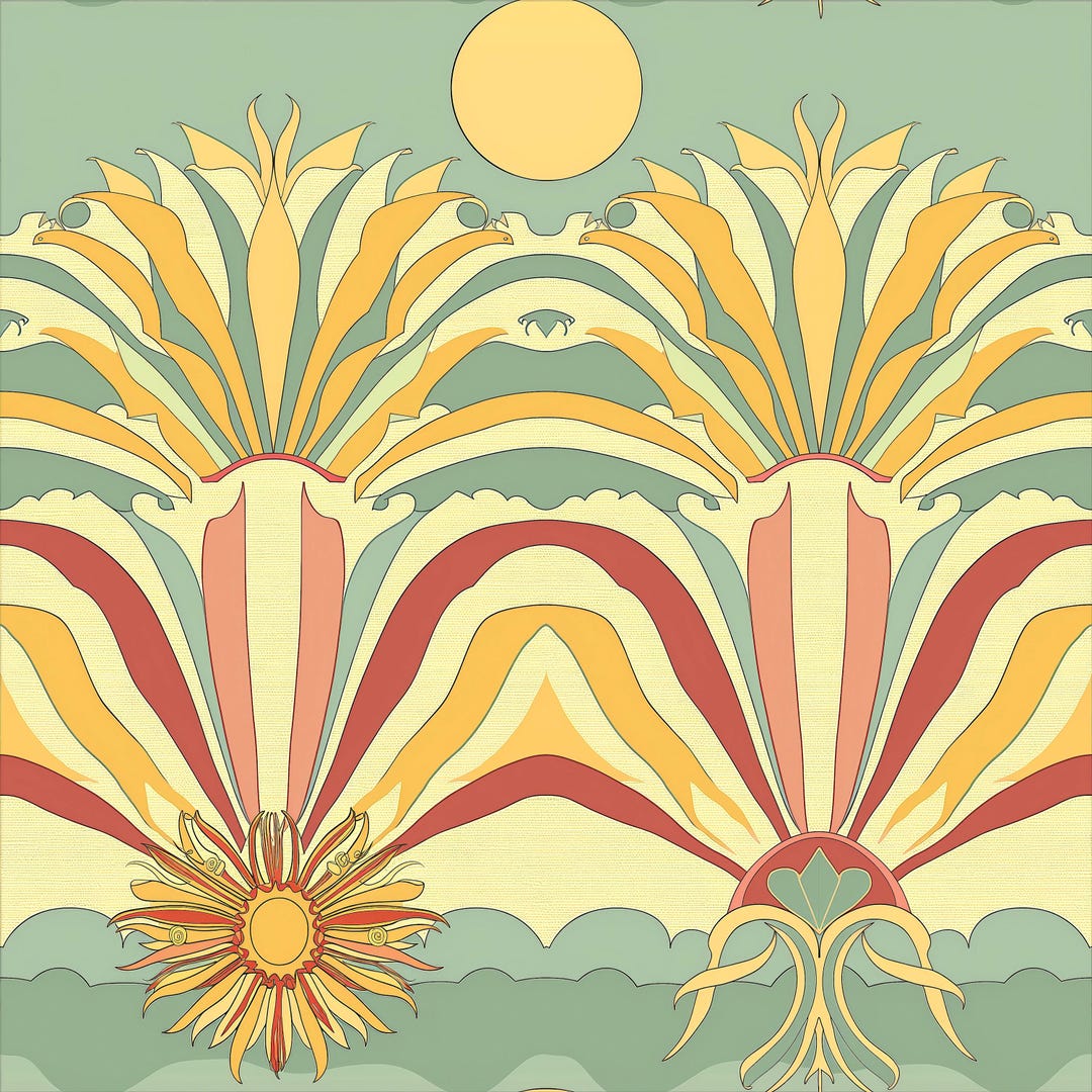 21 Art Nouveau Digital Beach Patterns, Vintage Coastal Seashore Home ...