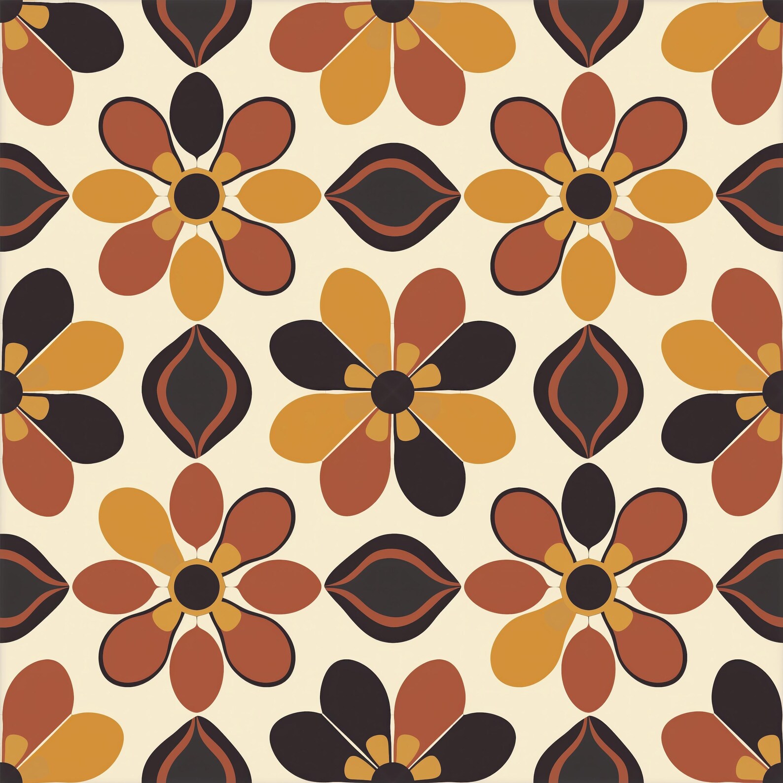 16 Retro Floral Seamless Pattern Bundle, Vintage Retro Flower Designs ...