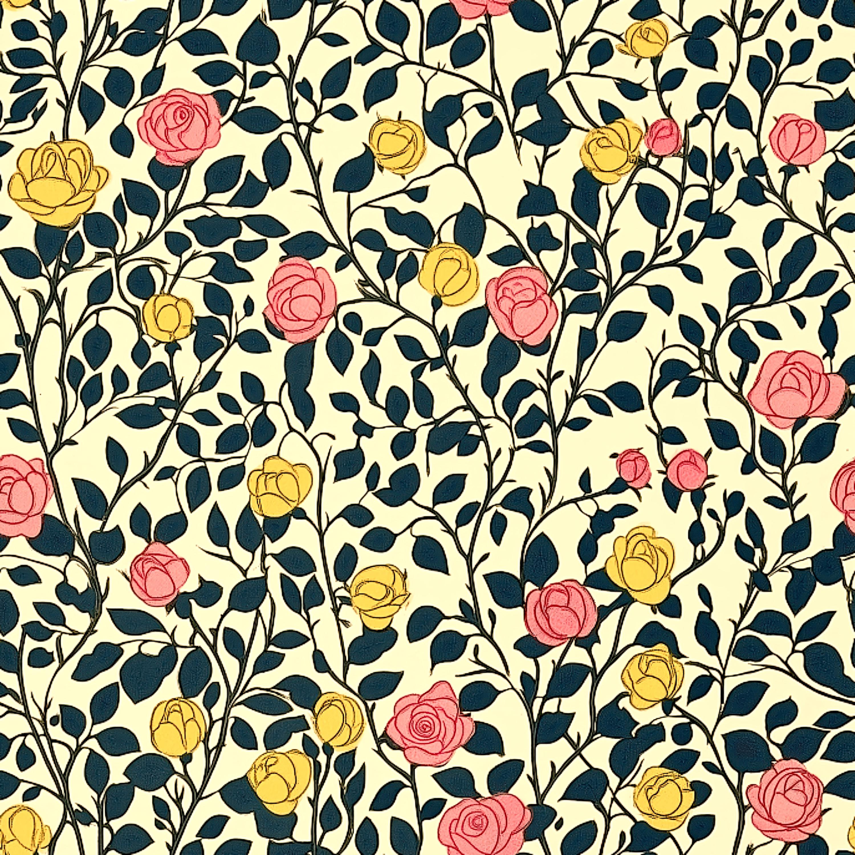 15 Rosebud Digital Patterns, Pink Yellow Multicolor Roses, Floral Home ...