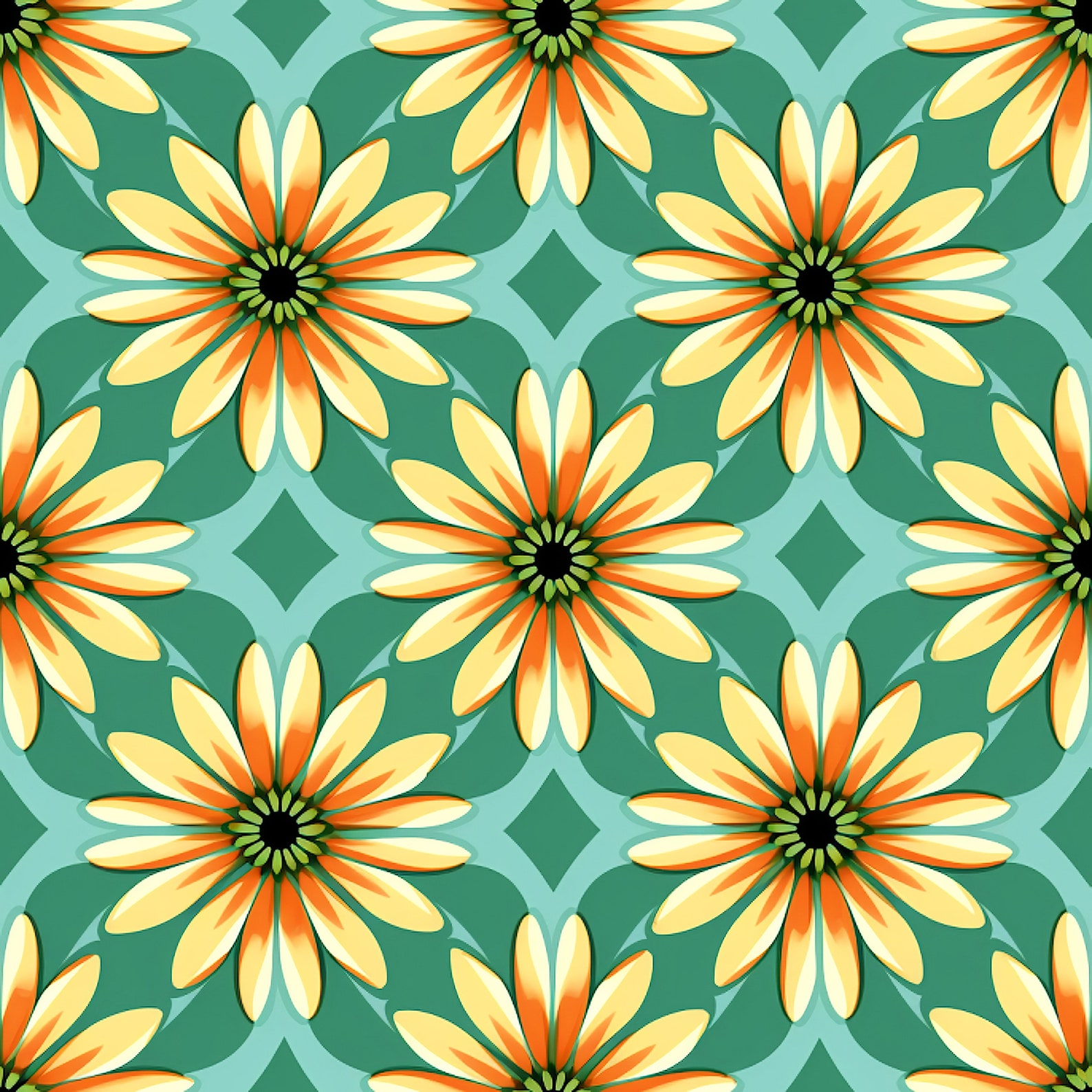 12 Retro Multicolor Daisy Patterns, New Boho Home Decor, Floral ...