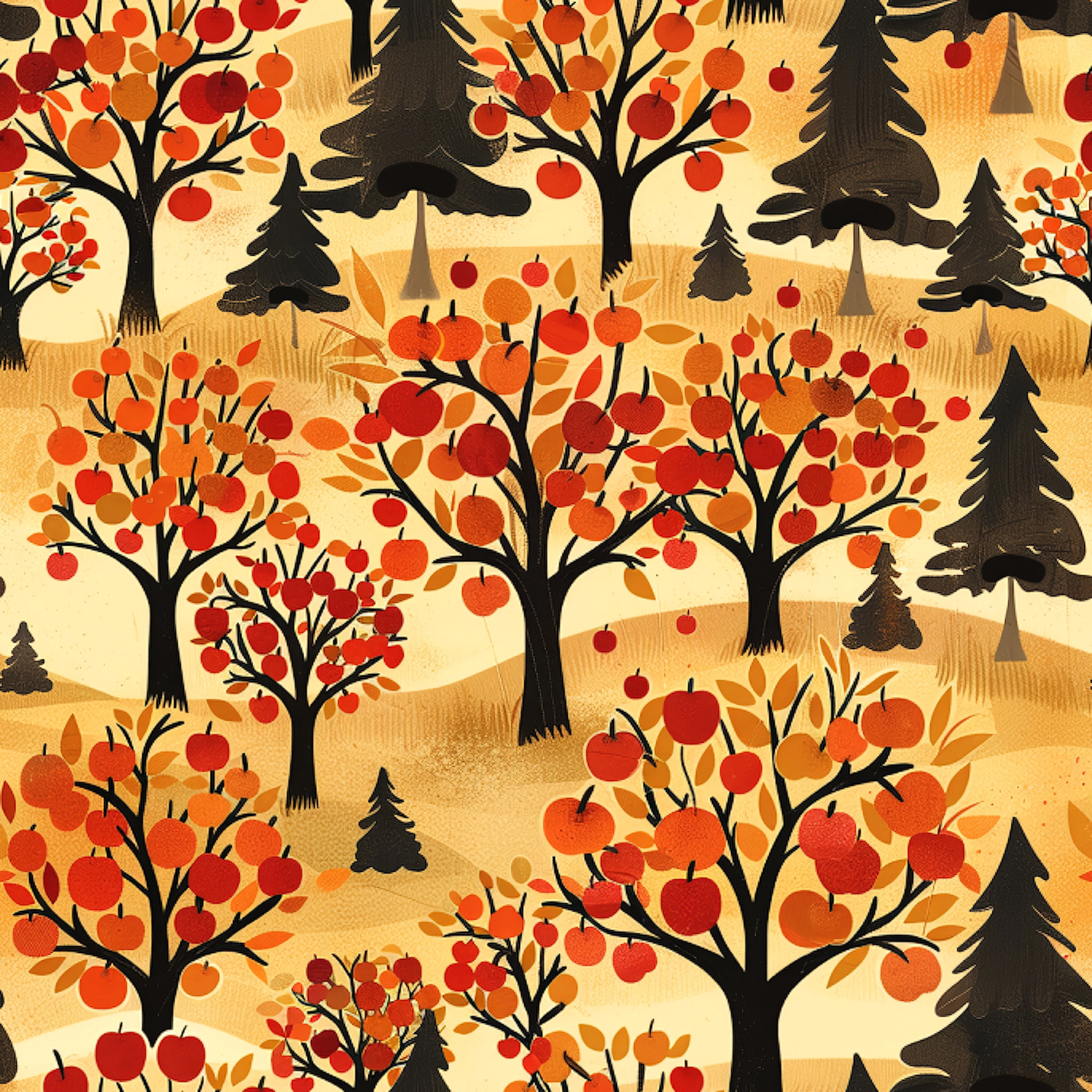18 Autumn Harvest Digital Patterns,vintage Apple Orchard Design ...