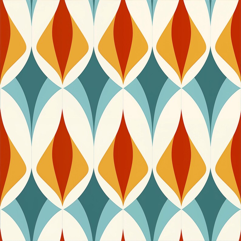 28 Mid-century Modern Abstract Digital Patterns, Boho Retro Designs ...