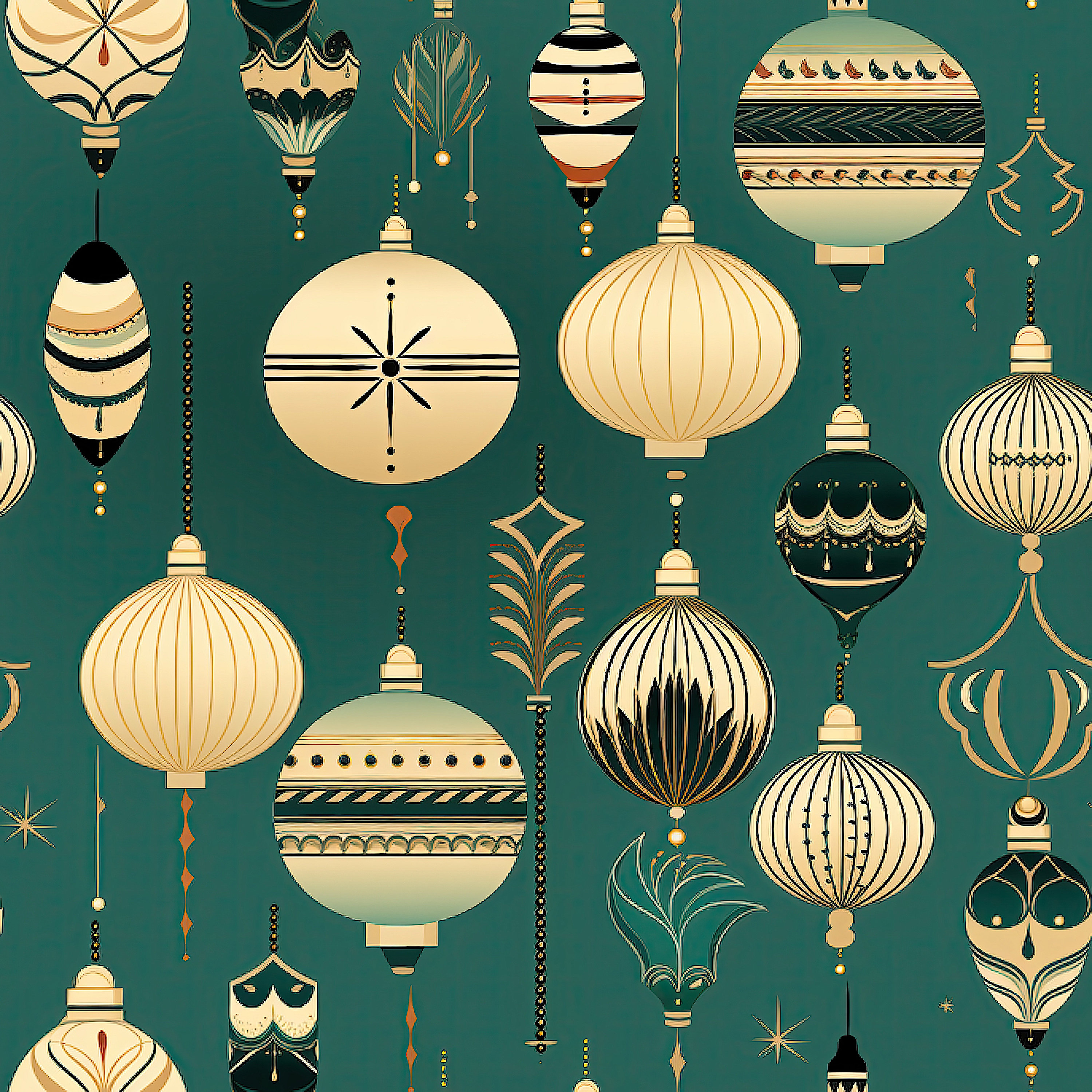 Art Deco, Christmas Ornaments, 16 Digital Downloads, Seamless Patterns ...