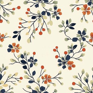 24 Tiny Block Print Spring Flower Digital Patterns, Eclectic Floral ...