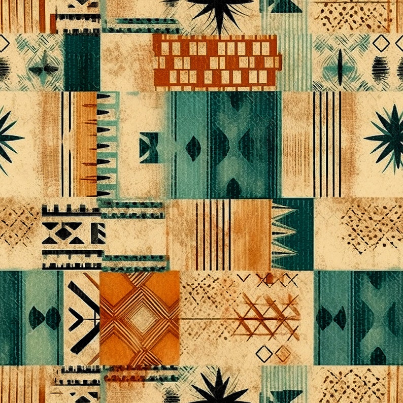 10 Distressed Block Print Patterns, New Boho Designs, Farmhouse Chic ...