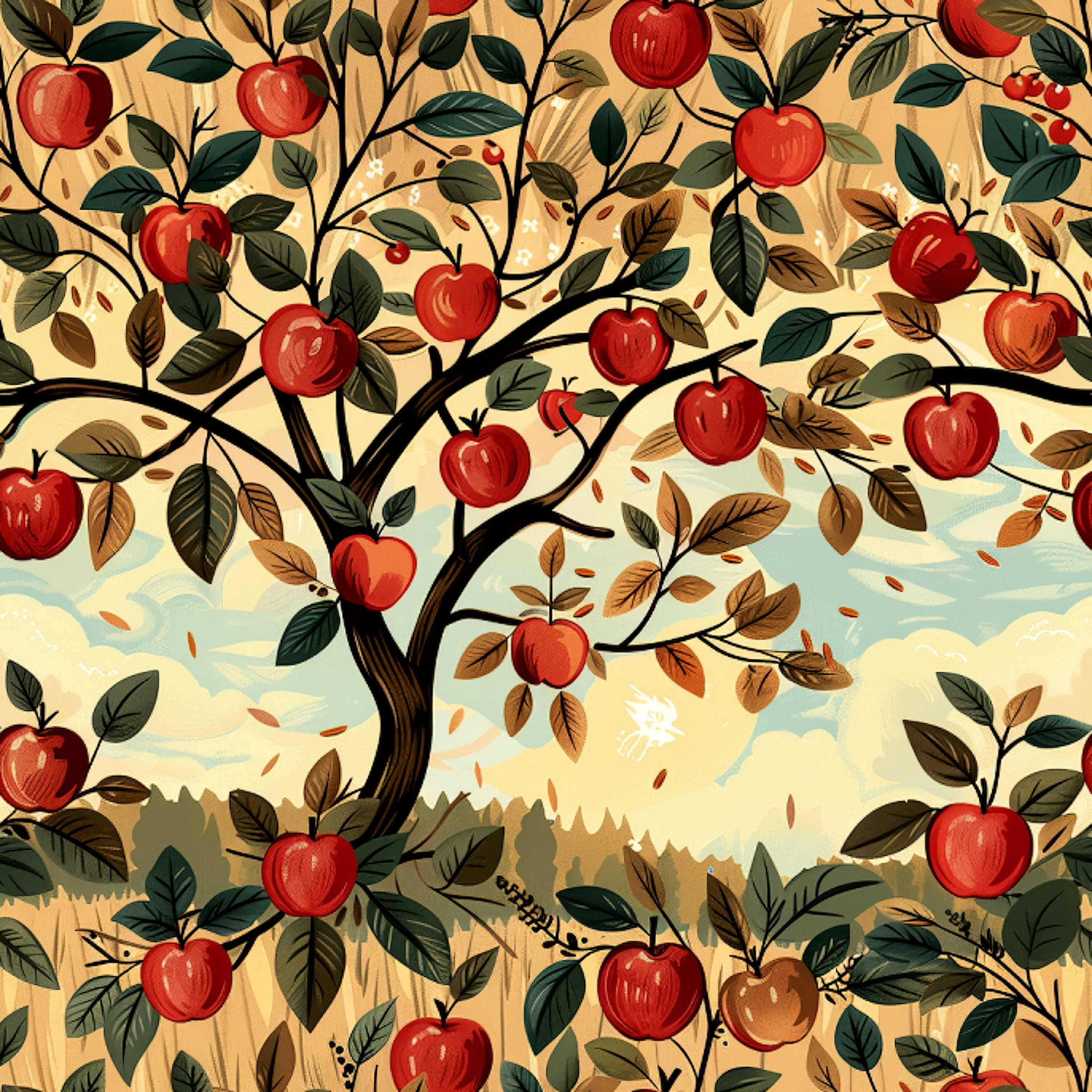 18 Autumn Harvest Patterns, Apple Orchards, Americana Fall Foliage ...