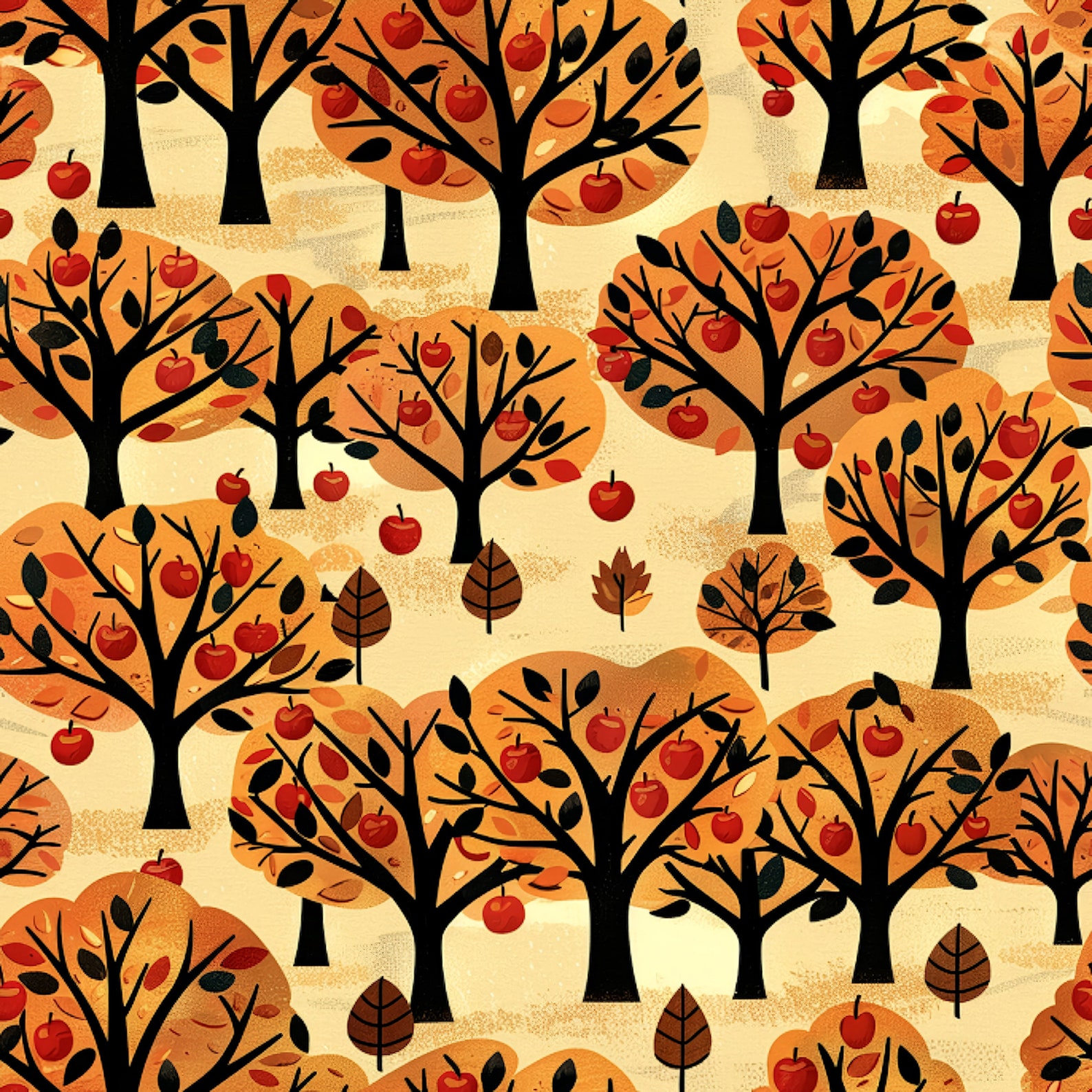 18 Autumn Harvest Patterns, Apple Orchards, Americana Fall Foliage ...