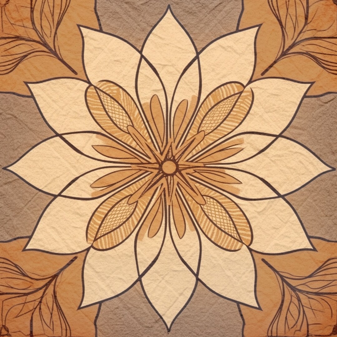 20 Retro Earth Tone Kantha Flower Patterns, Urban Bohemian, Vintage ...