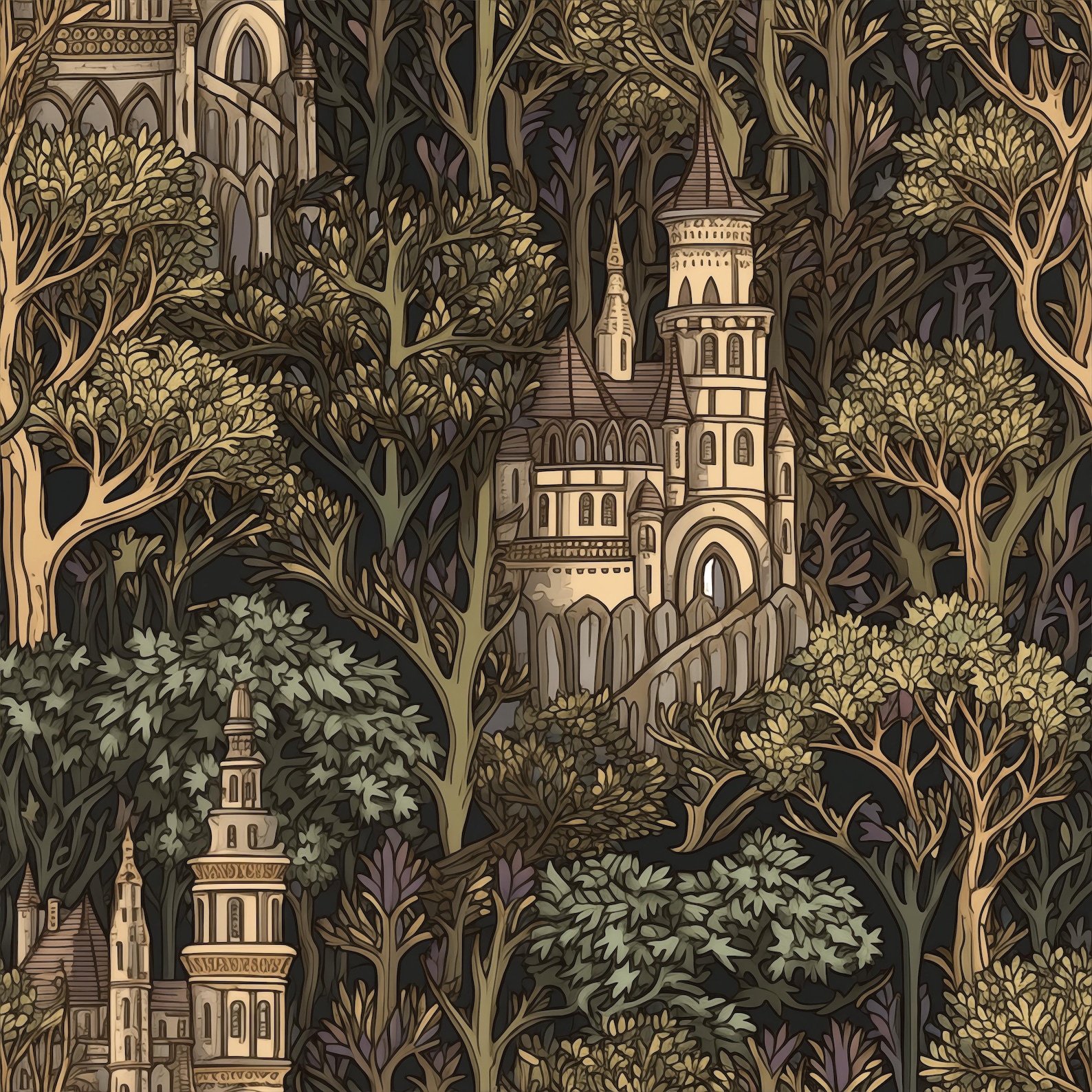 18 Fairytale Castle Digital Patterns, Magical Forest Castle Core ...