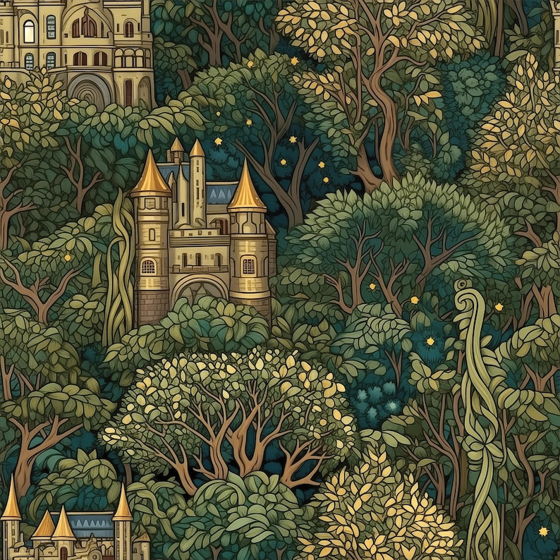18 Fairytale Castle Digital Patterns, Magical Forest Castle Core ...