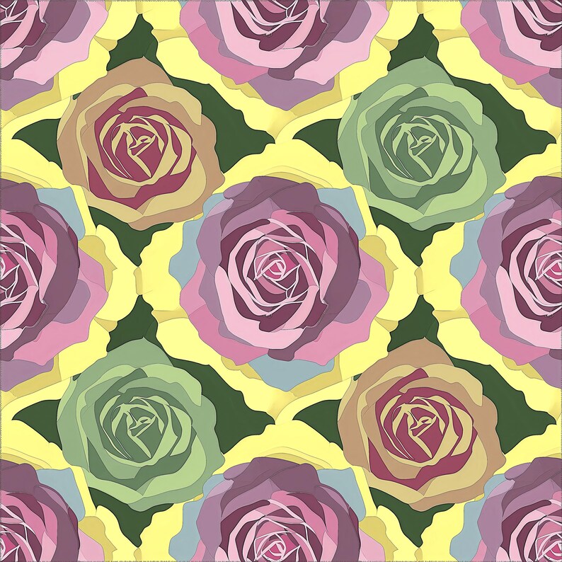 24 Retro Rose Pastel Digital Patterns, Abstract Retro Gallery Wall ...