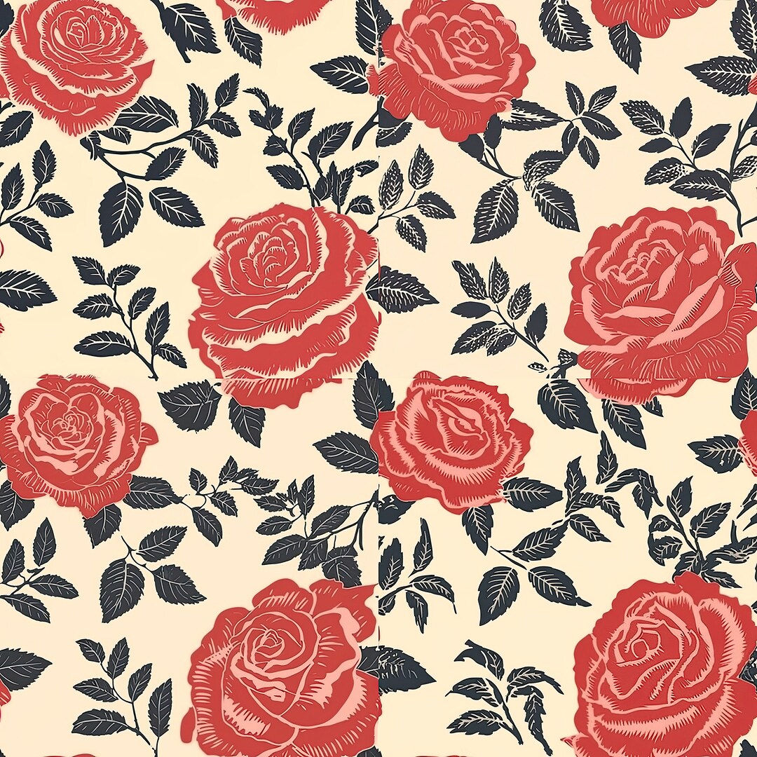 20 Boho Vintage Roses, Rose Block Print Pattern, Hippie House, Flower ...