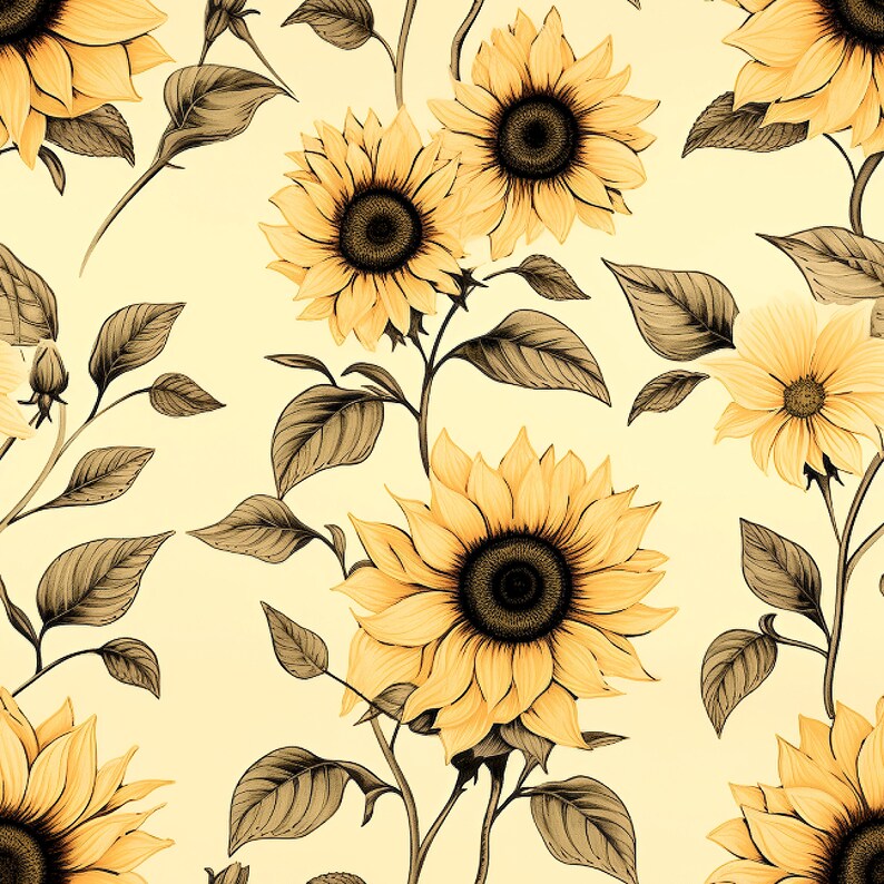 12 Boho Sunflower Patterns, Retro Sunflower Wallpaper, Organic Chic ...