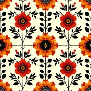 14 Country Flower Digital Patterns, Americana Autumn Floral Batik ...