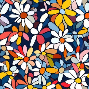 22 Retro Daisy Digital Patterns, Abstract Floral Designs, Cute Flower ...