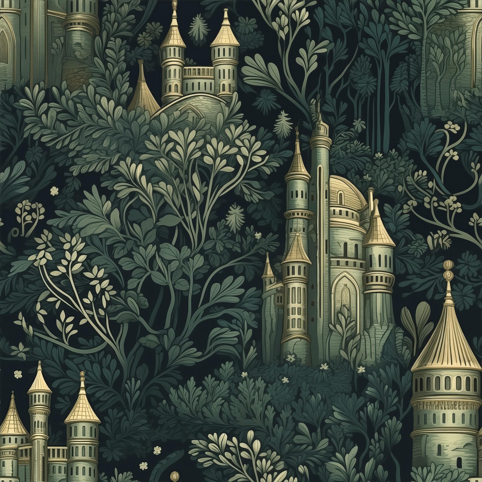 18 Fairytale Castle Digital Patterns, Magical Forest Castle Core ...