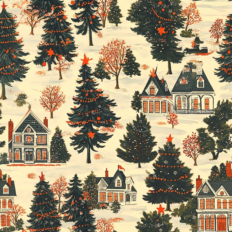 16 Vintage Victorian House Christmas Digital Pattern, Traditional Cozy ...
