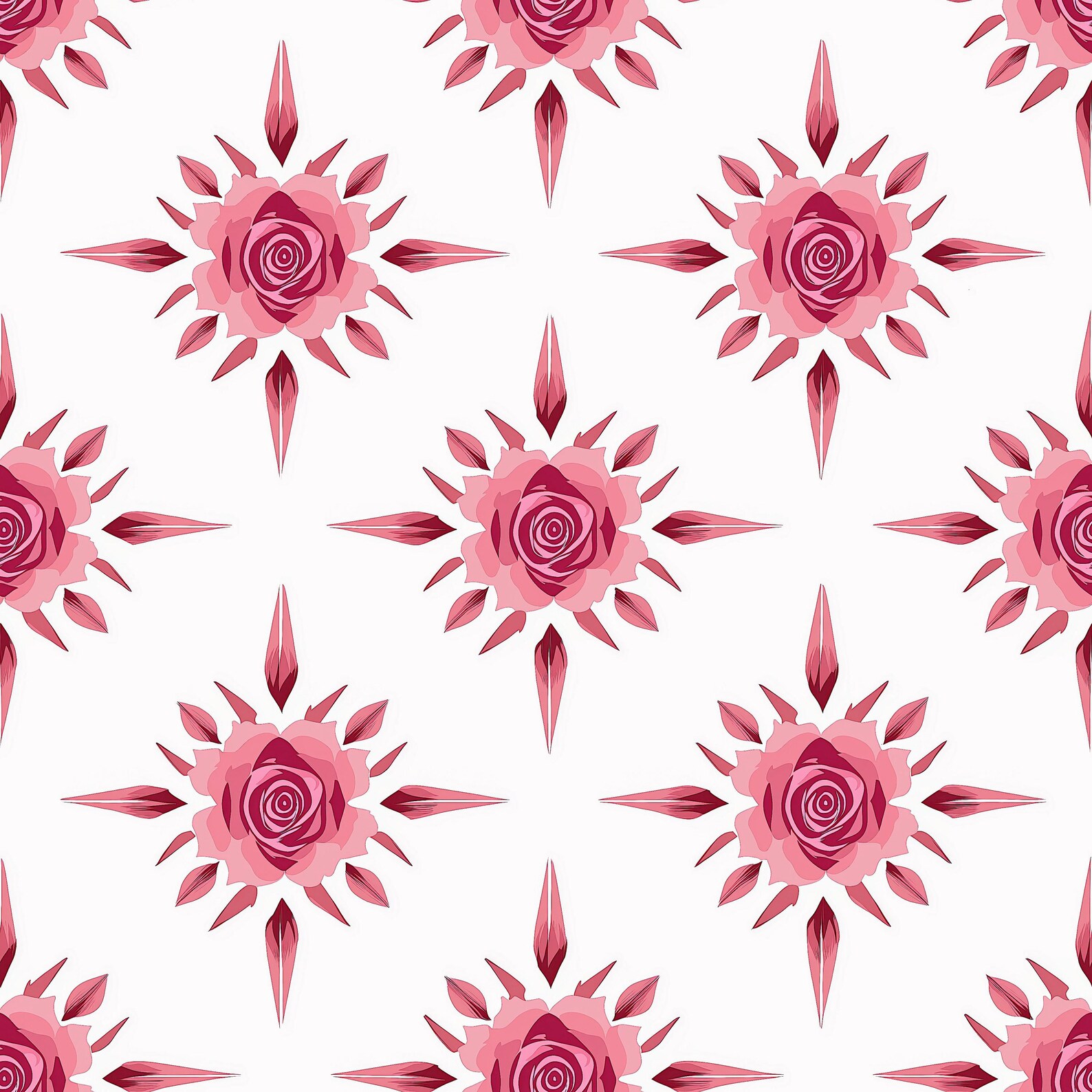 24 Pink Rose Digital Patterns, Cute Retro Floral Designs, Vintage ...