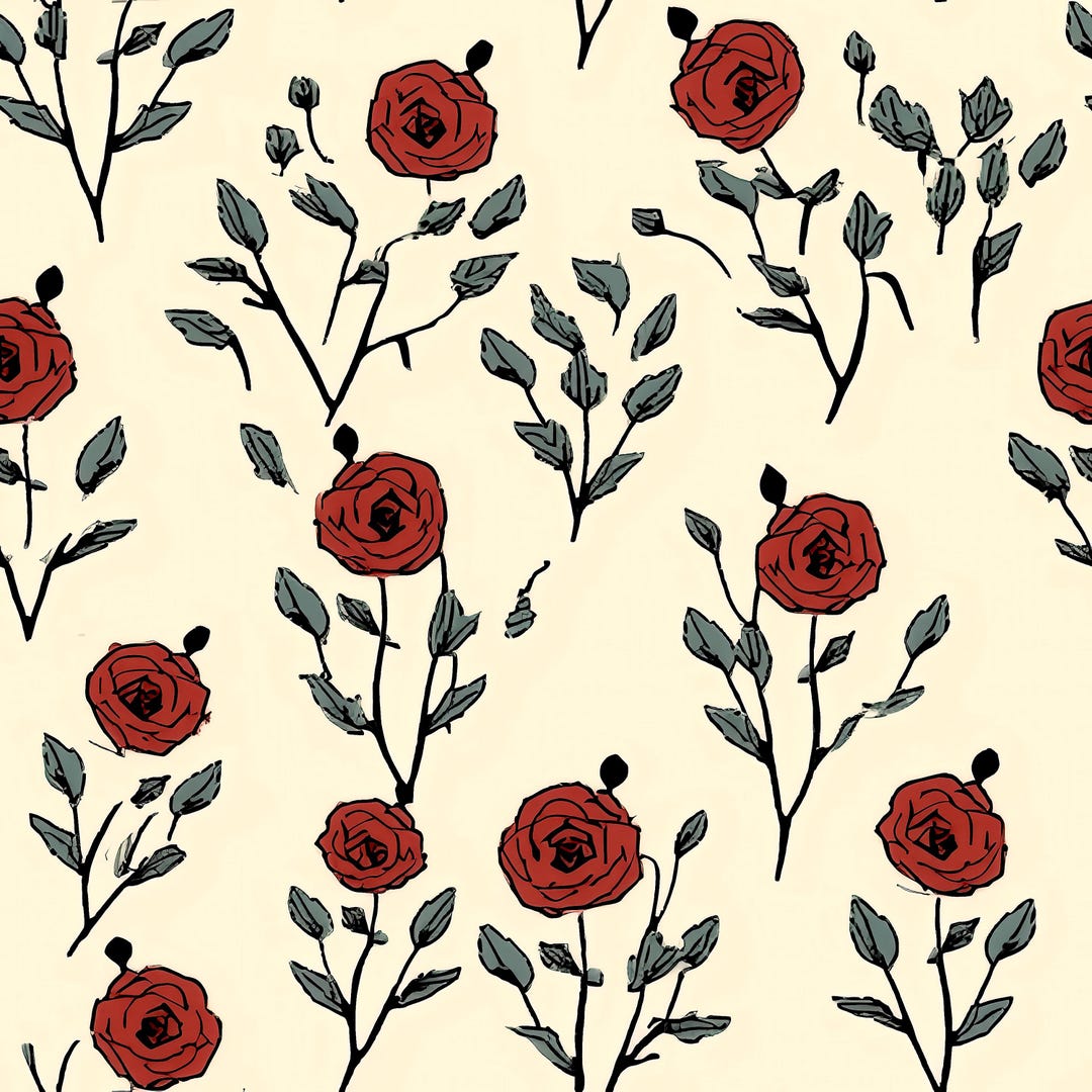 15 Digital Rose Patterns, Boho Rose Block Print Designs, Pretty Floral ...