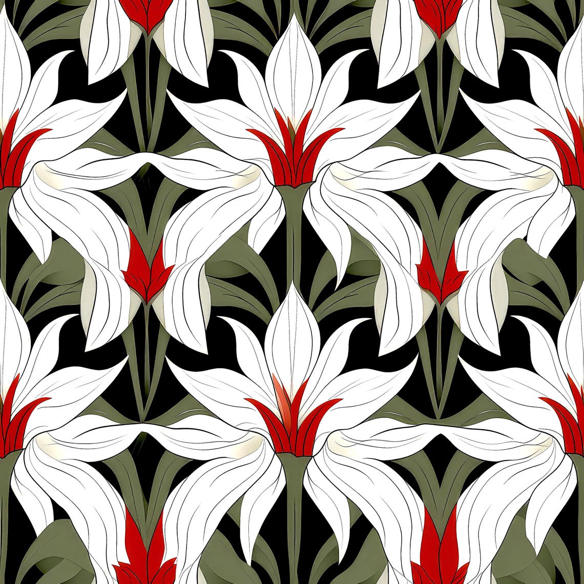 Easter Lily Seamless Pattern Bundle, Elegant White Lily Spring Floral ...