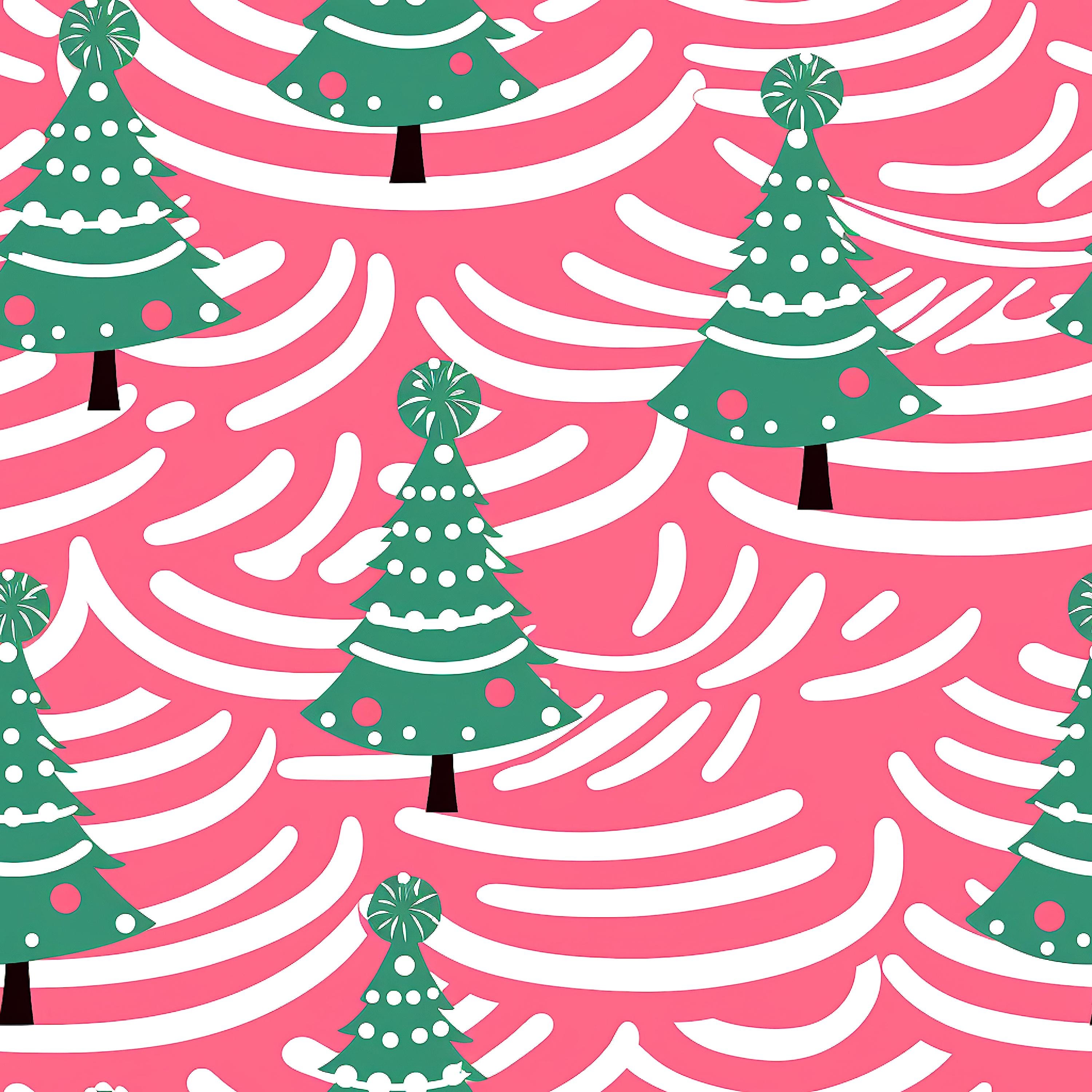 20 Pink Christmas Tree Digital Patterns, Retro Pink Candy Cane and ...