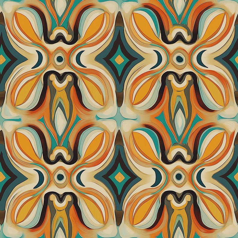 16 Retro Earth Tone Digital Patterns, Bohemian Maximalist Gallery Wall ...