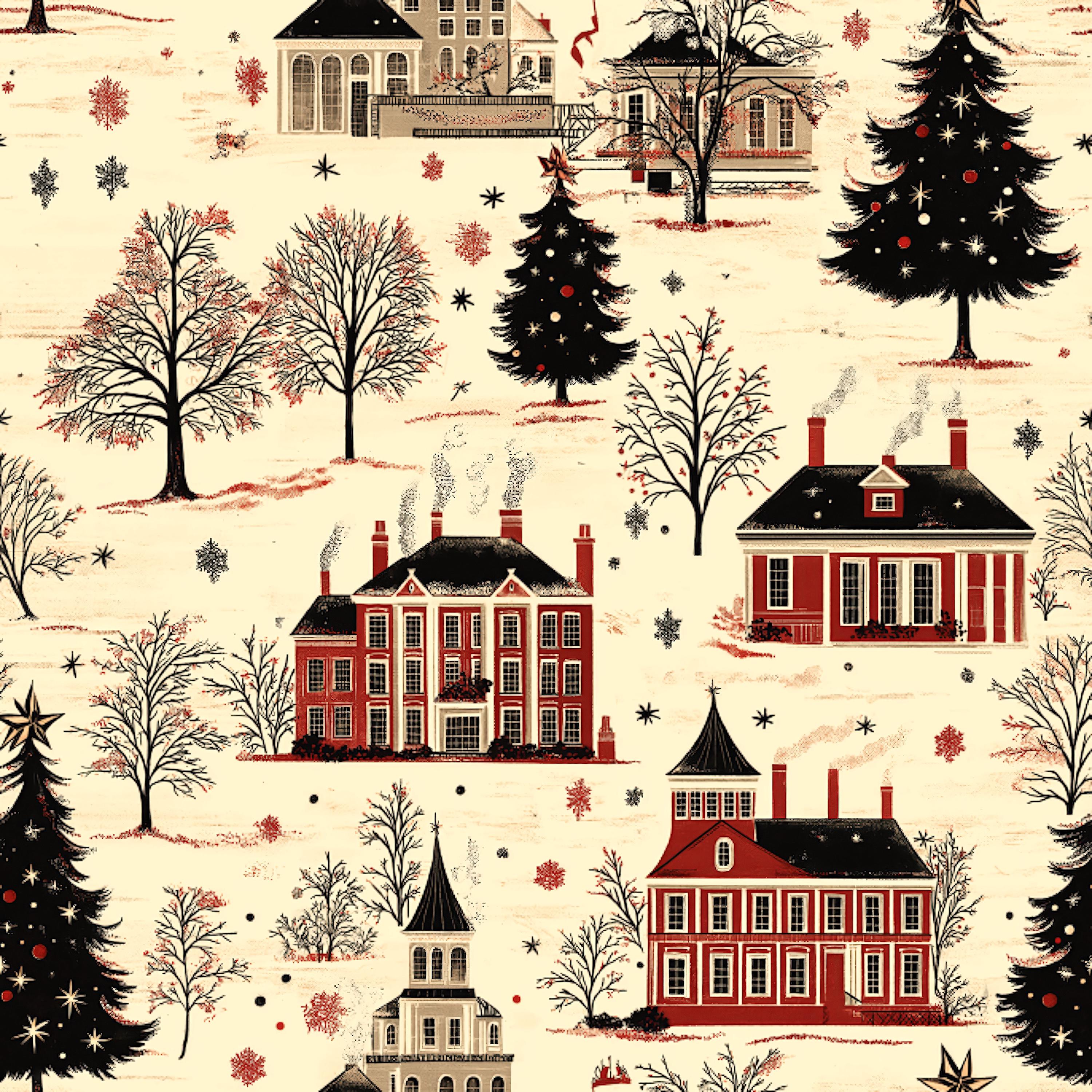 16 Vintage Victorian House Christmas Digital Pattern, Traditional Cozy ...