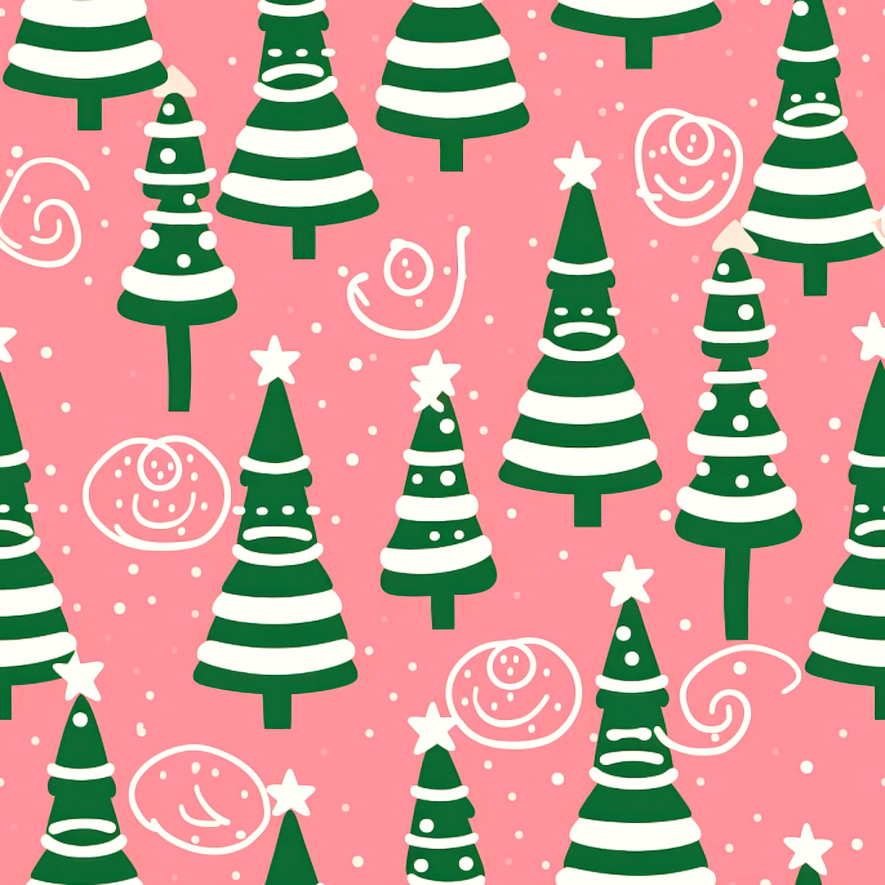 23 Candy Canes and Christmas Tree Patterns, Retro Pink Christmas ...