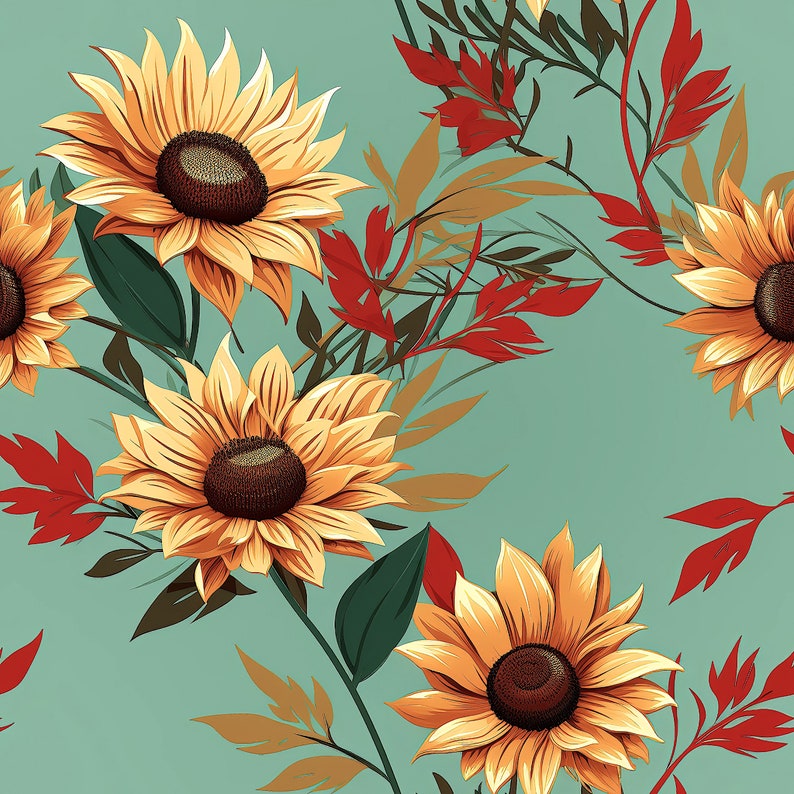 12 Boho Sunflower Patterns, Retro Sunflower Wallpaper, Organic Chic ...