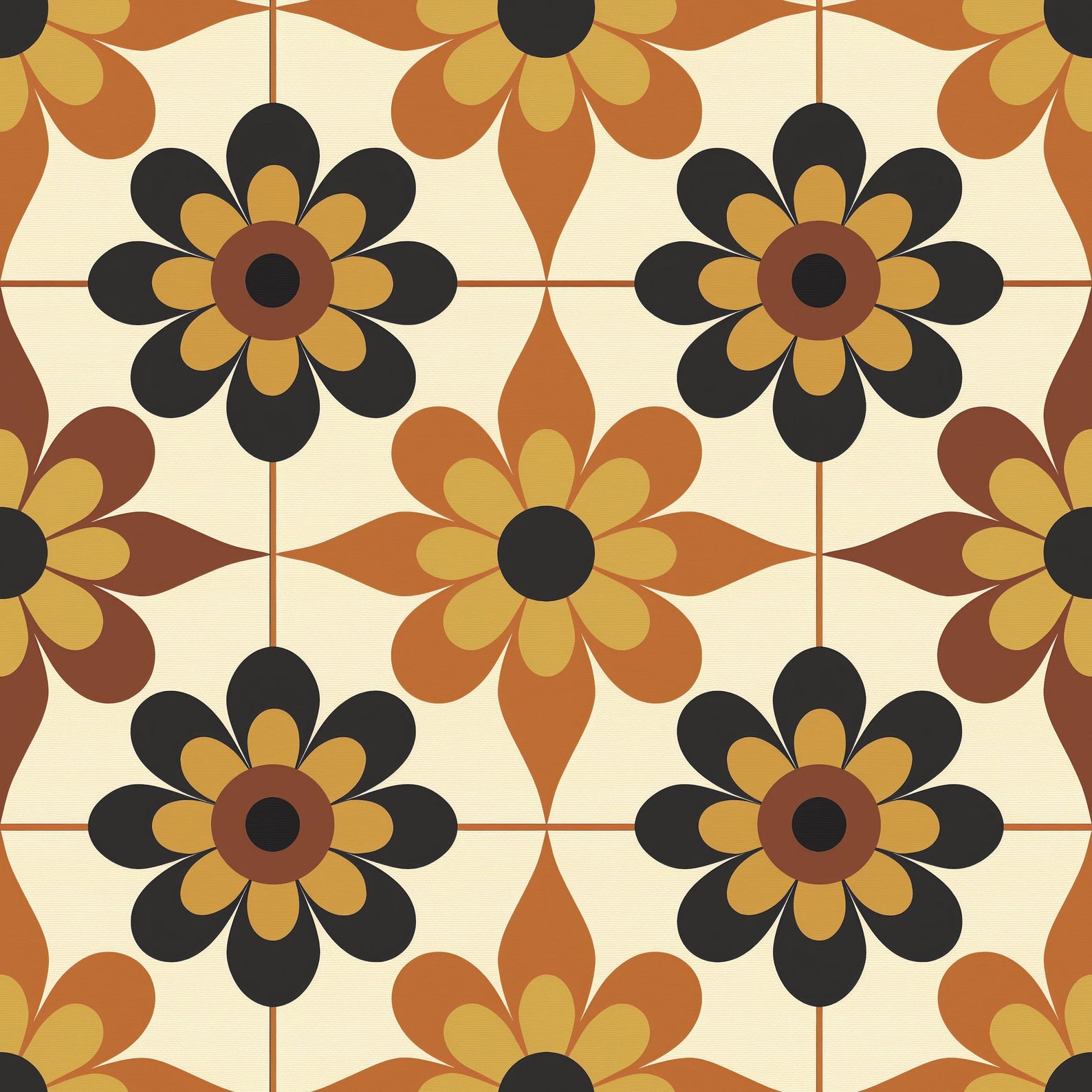 16 Retro Floral Seamless Pattern Bundle, Vintage Retro Flower Designs ...
