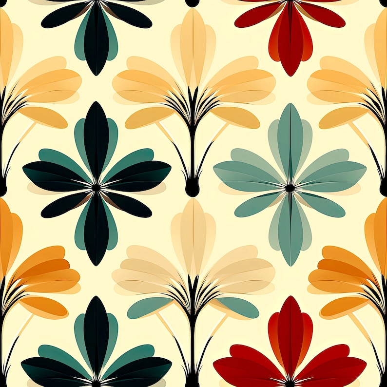 16 Retro Mid-century Modern Patterns, Maximalist Home Makeover, Vintage ...
