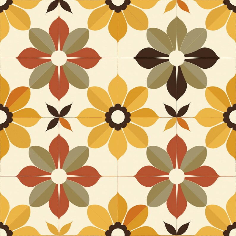 16 Retro Floral Seamless Pattern Bundle, Vintage Retro Flower Designs ...