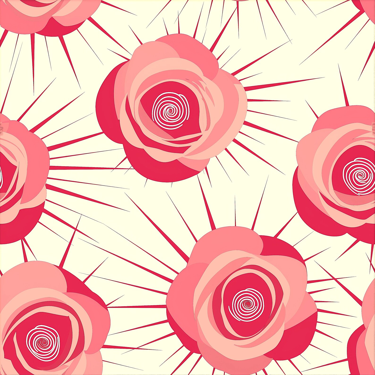 24 Pink Rose Digital Patterns, Cute Retro Floral Designs, Vintage ...