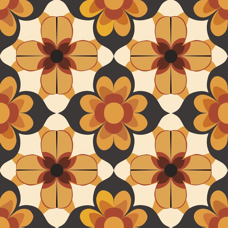16 Retro Floral Seamless Pattern Bundle, Vintage Retro Flower Designs ...