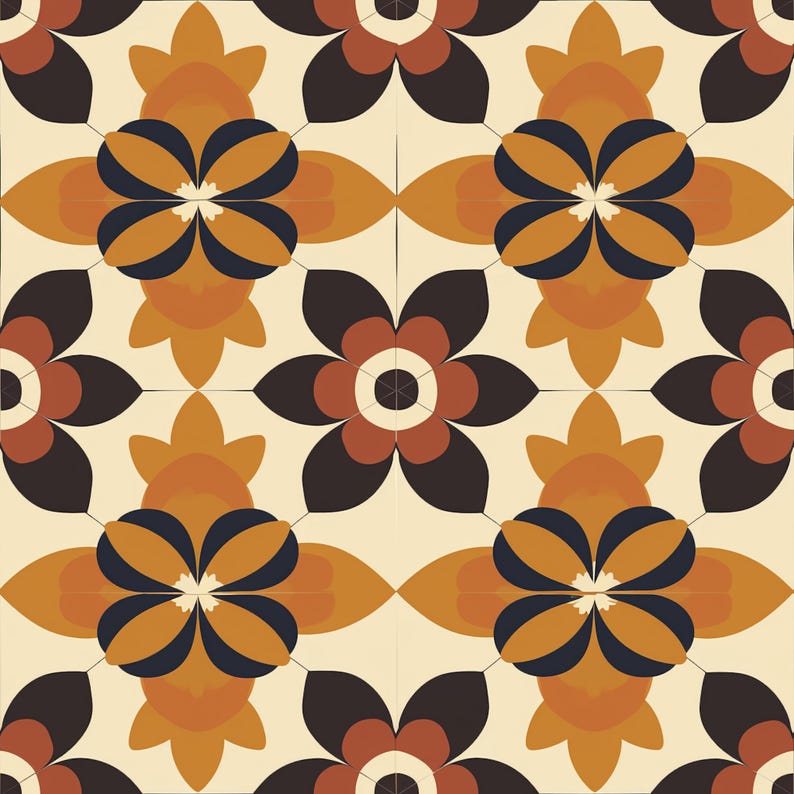 16 Retro Floral Seamless Pattern Bundle, Vintage Retro Flower Designs ...