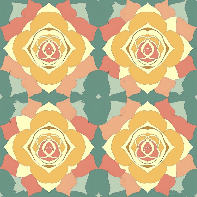 24 Retro Rose Pastel Digital Patterns, Abstract Retro Gallery Wall ...