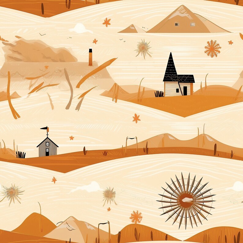 14 Boho Farm Patterns, Country Farm Scenes, Vintage Farm Designs, Cozy ...