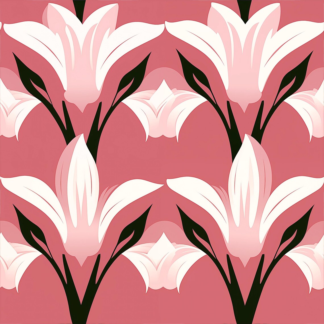 Easter Lily Seamless Pattern Bundle, Elegant White Lily Spring Floral ...