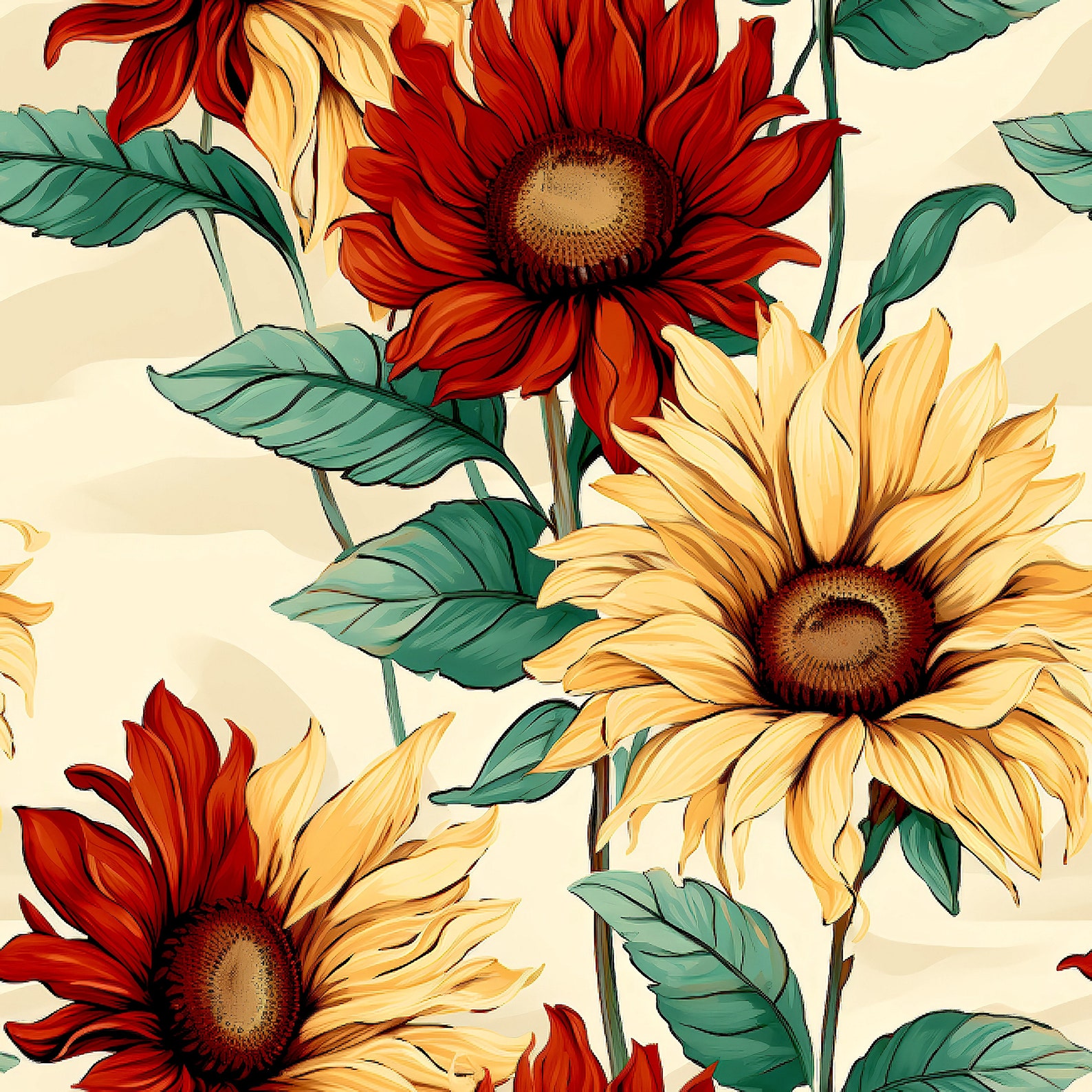12 Boho Sunflower Patterns, Retro Sunflower Wallpaper, Organic Chic ...