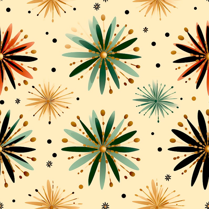 10 Retro Starburst Patterns, Minimalist Earth Tone Designs, Midcentury ...