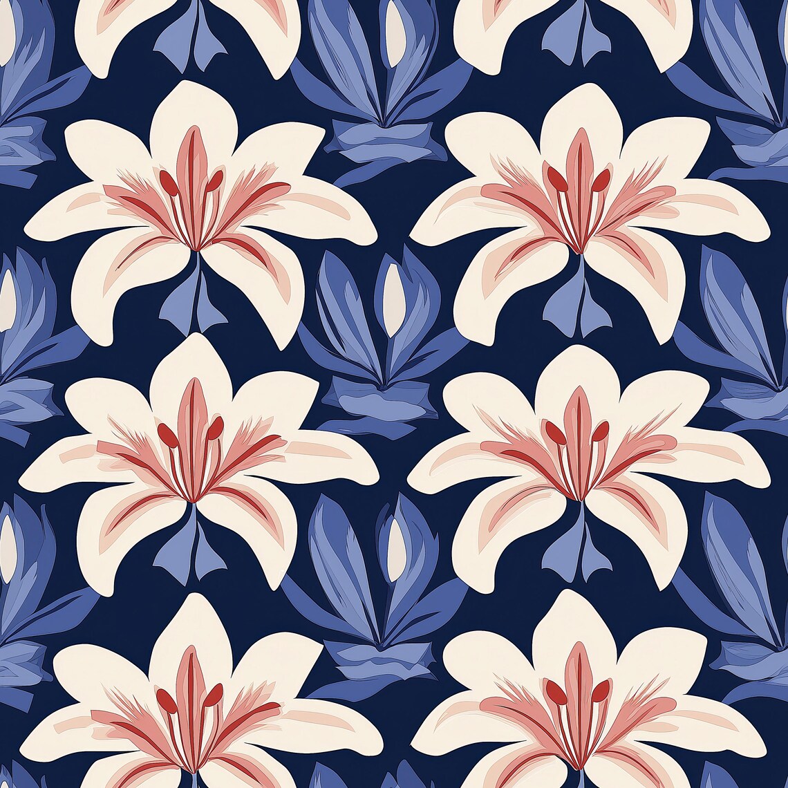 Easter Lily Seamless Pattern Bundle, Elegant White Lily Spring Floral ...