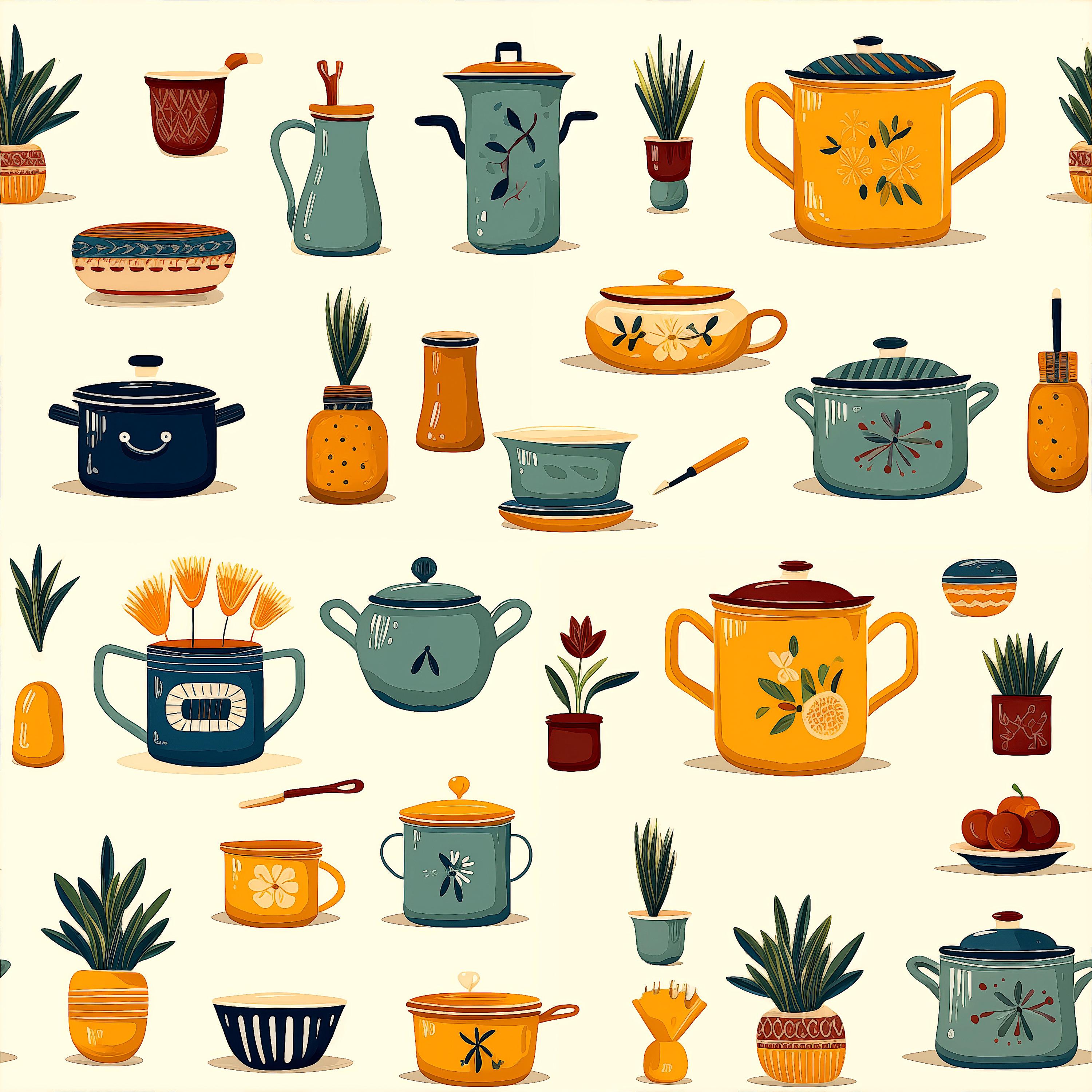 10 Kitschy Kitchen Designs, Vintage Americana Pattern, Nostalgic Retro ...